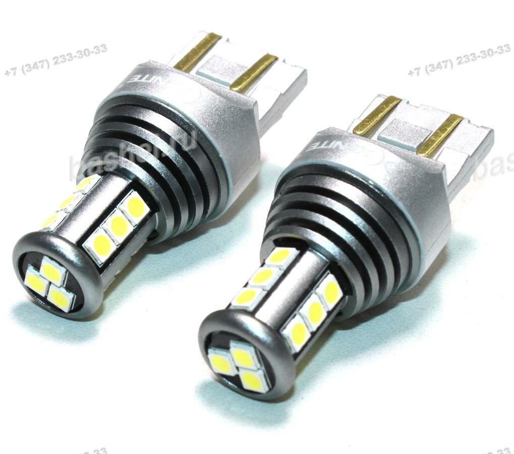 12V T20/5 бесцок. 15 диодов SMD белая 5000К, 750Lm, для ДХО (для ВАЗ 2190 Гранта, Renault Logan) Xenite, Автолампа свето