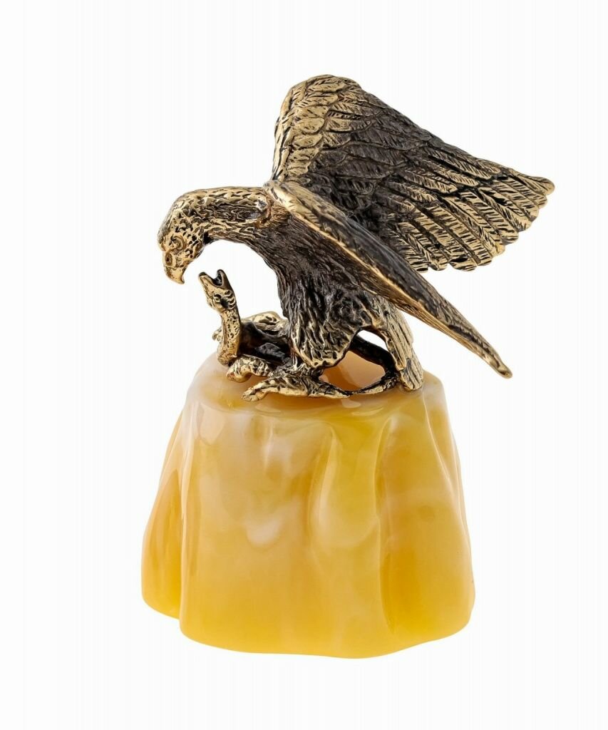 Статуэтка Птица Орел на скале со змеёй 1176-Б, белый