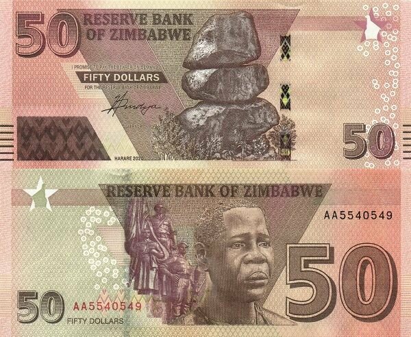 Зимбабве 50 долларов 2020 UNC