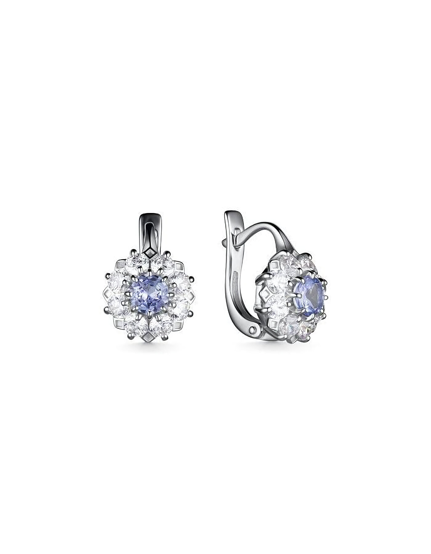 Серьги, серебро, 925 проба, родирование, танзанит