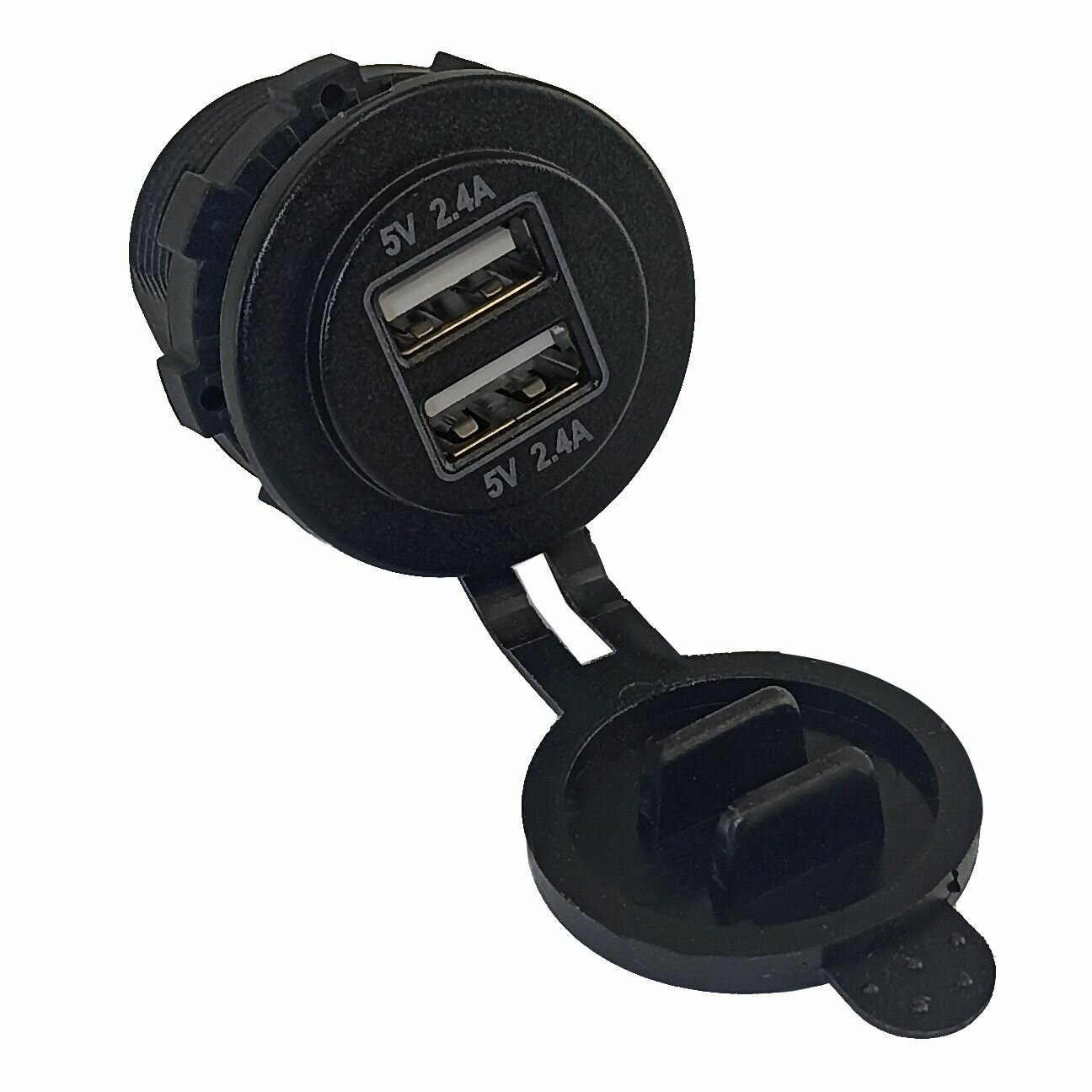 Разъем USB (розетка 2.4A круглая) два входа, с подсветкой, d22