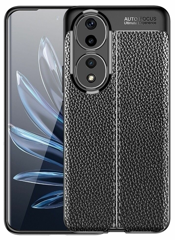 Чехол на Honor 90 силиконовый под кожу чёрный противоударный