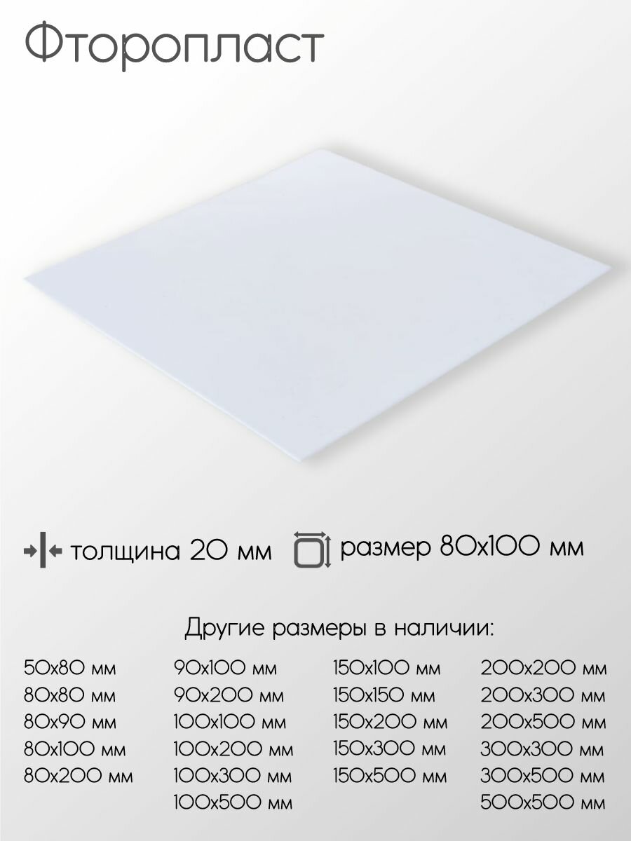 Фторопласт лист толщина 20 мм 20x80x100 мм