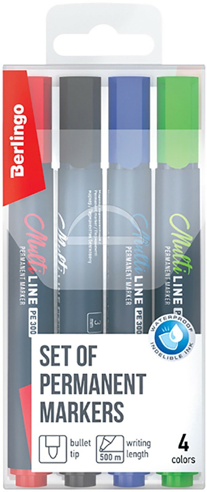 Набор перманентных маркеров 4 цвета "MultiLine PE300" (BMc_36409)