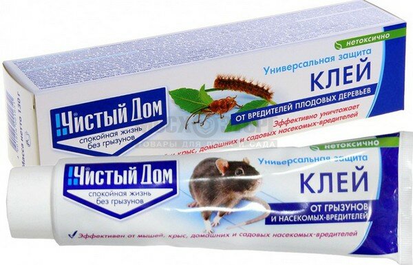 Клей от грызунов и насекомых Чистый дом, туба пластик, 130 гр.