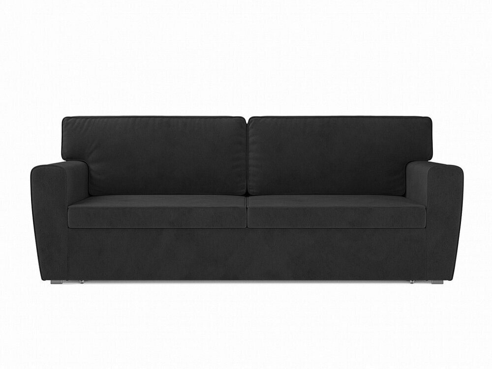 Прямой диван Оскар Эконом Черный Велюр, еврокнижка, 237х105х91 см, с ящиком для белья