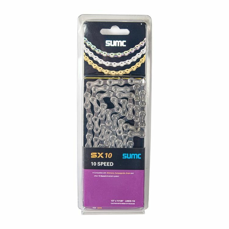 Цепь велосипедная SUMC SX10 1/2"x11/128" 10 скоростей 116 звеньев серебристая с замком SL559R