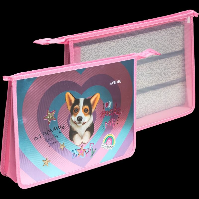 Папка д/труда А4 (337*243*80) 2отд. молния сверху, пластик" Corgi" конгр. тиснение deVENTE