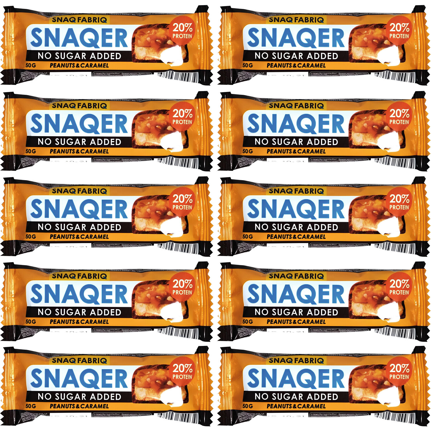 Протеиновый батончик SNAQ FABRIQ Snaqer 10 x 50 г, Арахис-Карамель