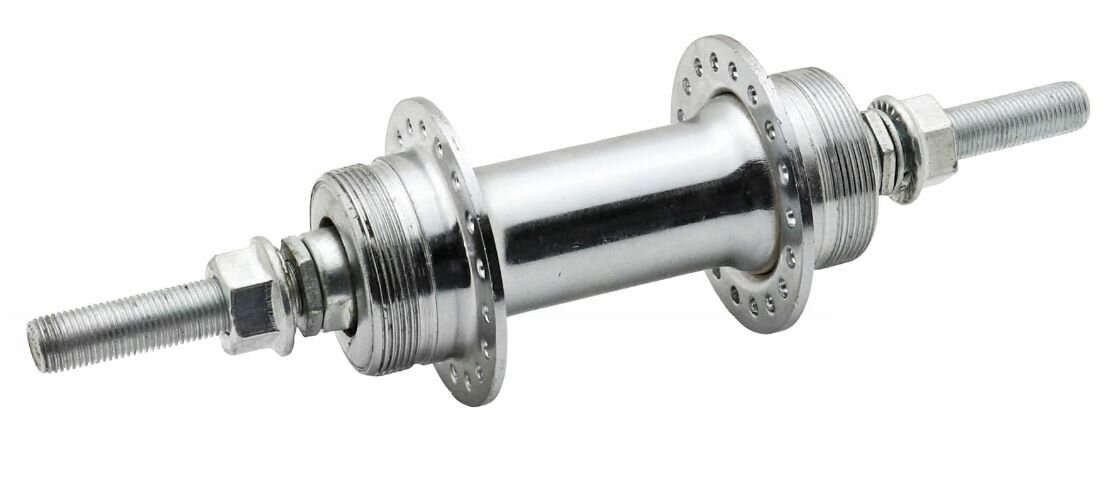 Втулка задняя, хром, 14GX36HX190 под трещетку, под диск на резьбе, на гайке