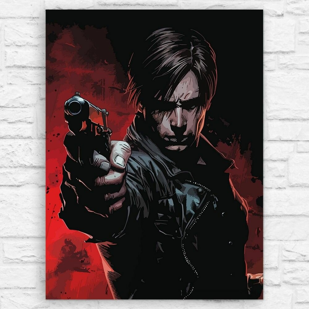 Картина по номерам на холсте игра Resident Evil (Леон Кеннеди, PS, PC, XBOX, SWITCH) - 15166 В 30x40
