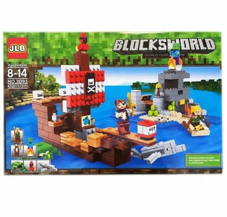 Конструктор JLB My World "Приключения на пиратском корабле" 3D93, 432 детали