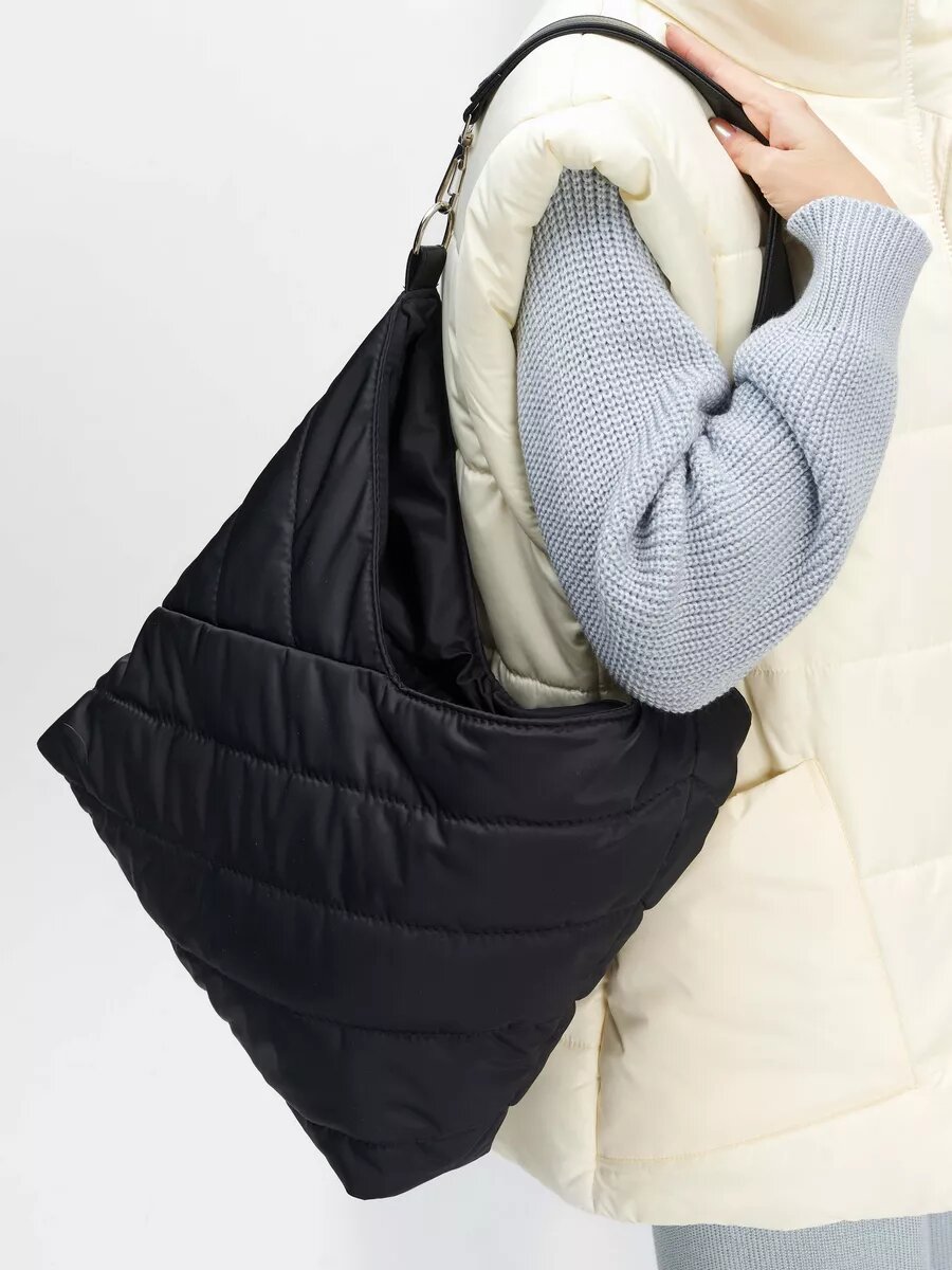 Сумка шоппер большая на плечо тканевая стеганая