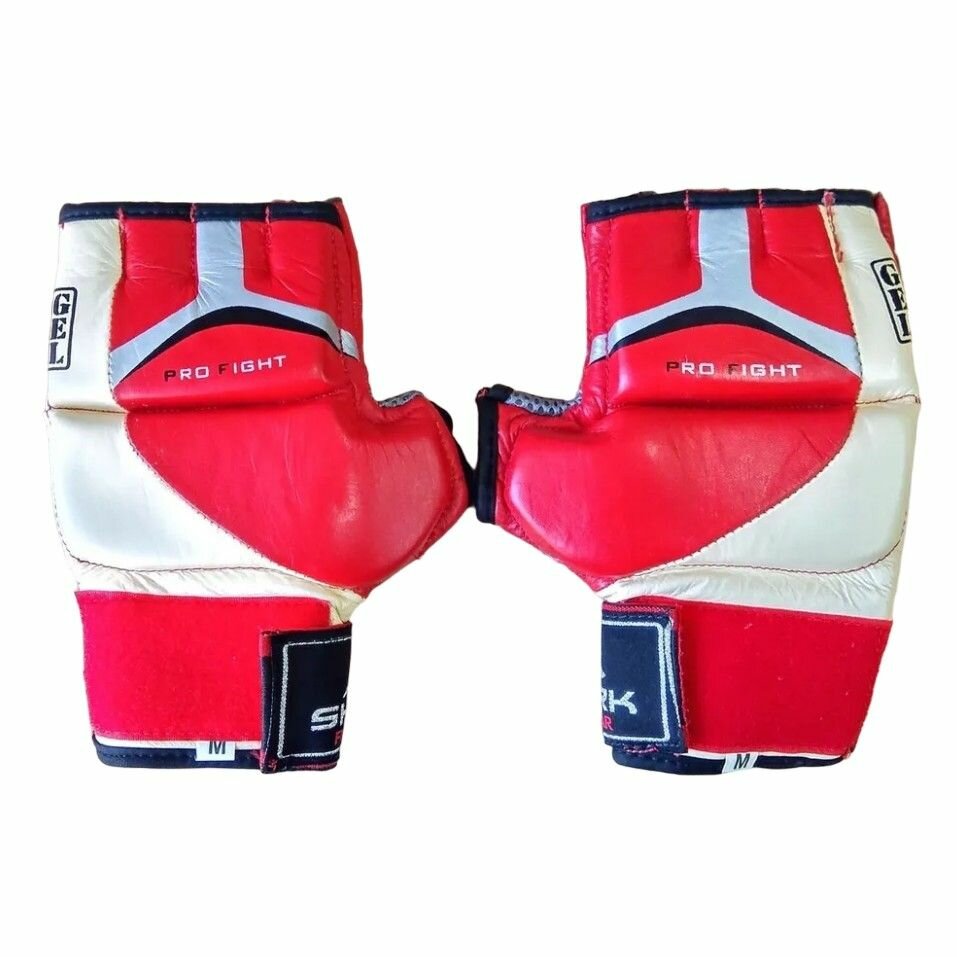 Перчатки снарядные SHARK, натуральная кожа, липучка, размер М, красные/белые