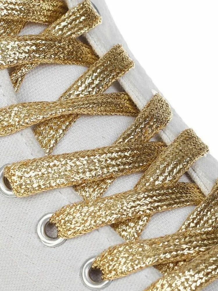 Шнурки золотые для обуви плоские ширина 8 мм длина 110 см