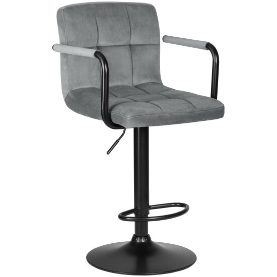 Стул барный Dobrin KRUGER ARM BLACK (серый велюр (MJ9-75))