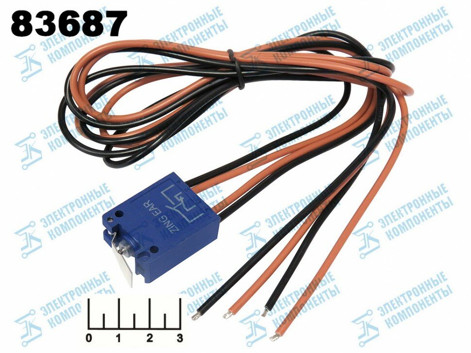 Кнопка тактовая влагозащищенная на проводе с рычагом КВП1105-3500D