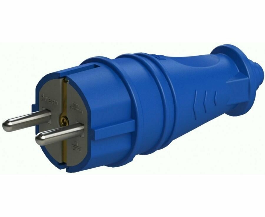 NE-AD вилка прямая каучук 2P+PE 1х16А 220-240v IP44 синий 4601