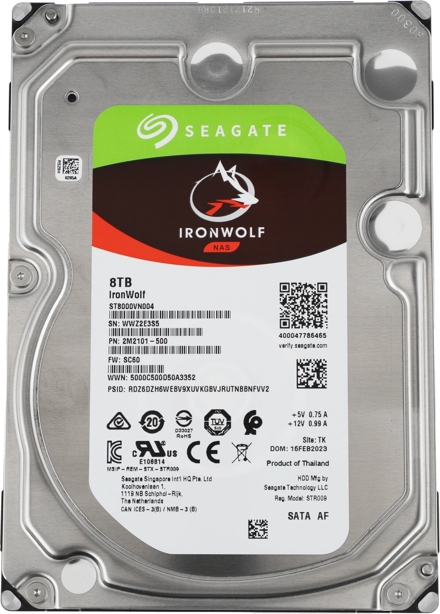 Жесткий диск Seagate SATA-III 8TB ST8000VN004 NAS Ironwolf 4KN (7200rpm) 256Mb 3.5"