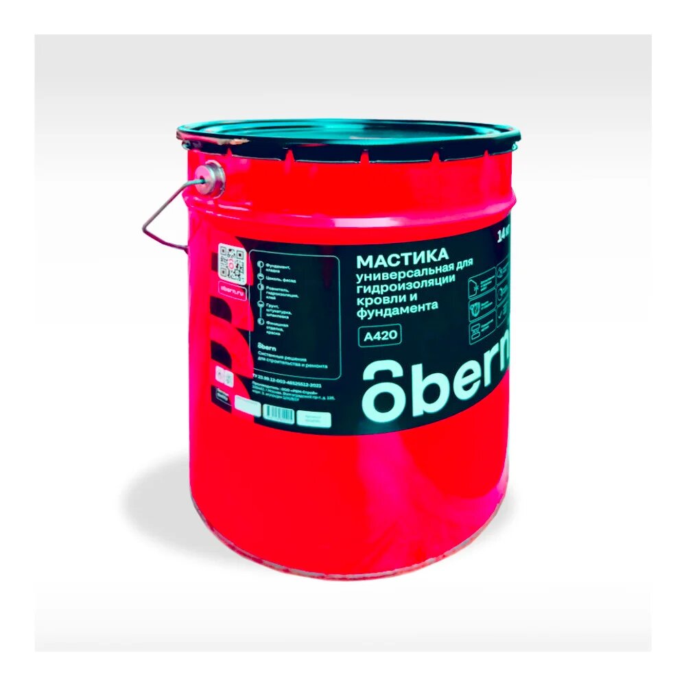 Битумная универсальная мастика Obern 14 кг, 20 л 18781, гидроизоляции