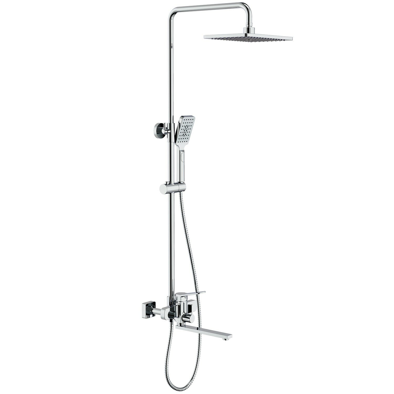 Душевая стойка FRAP F2461, хром, латунь, тропический душ, управление рычажное