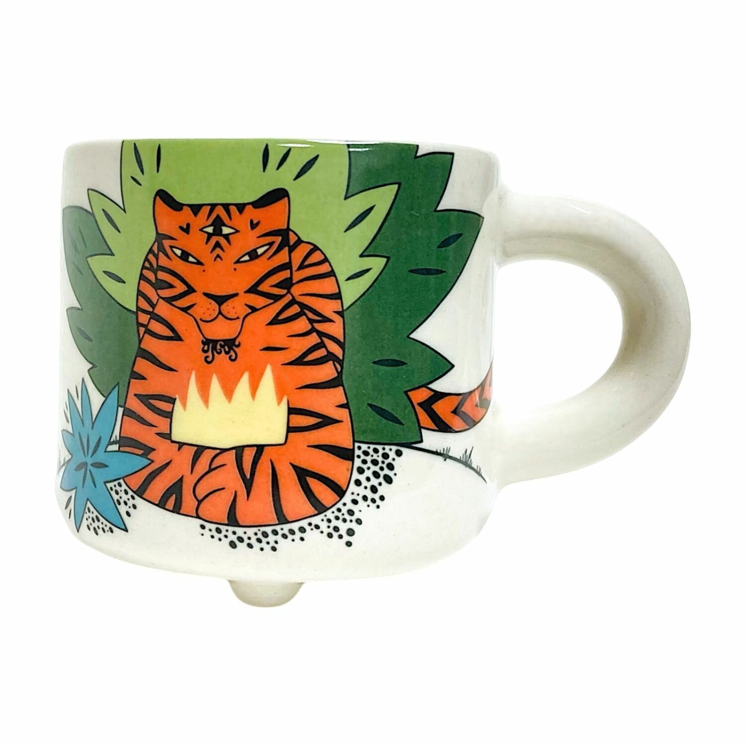Кружка ручной работы Звер «Тигры», деколь, бежевая, керамика, 350 мл