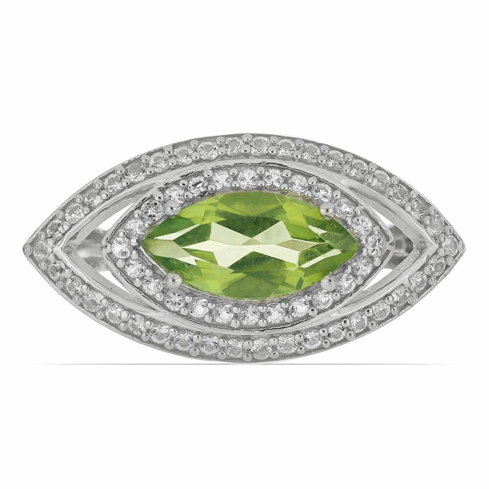 Кольцо, серебро, 925 проба, родирование, кварц, топаз