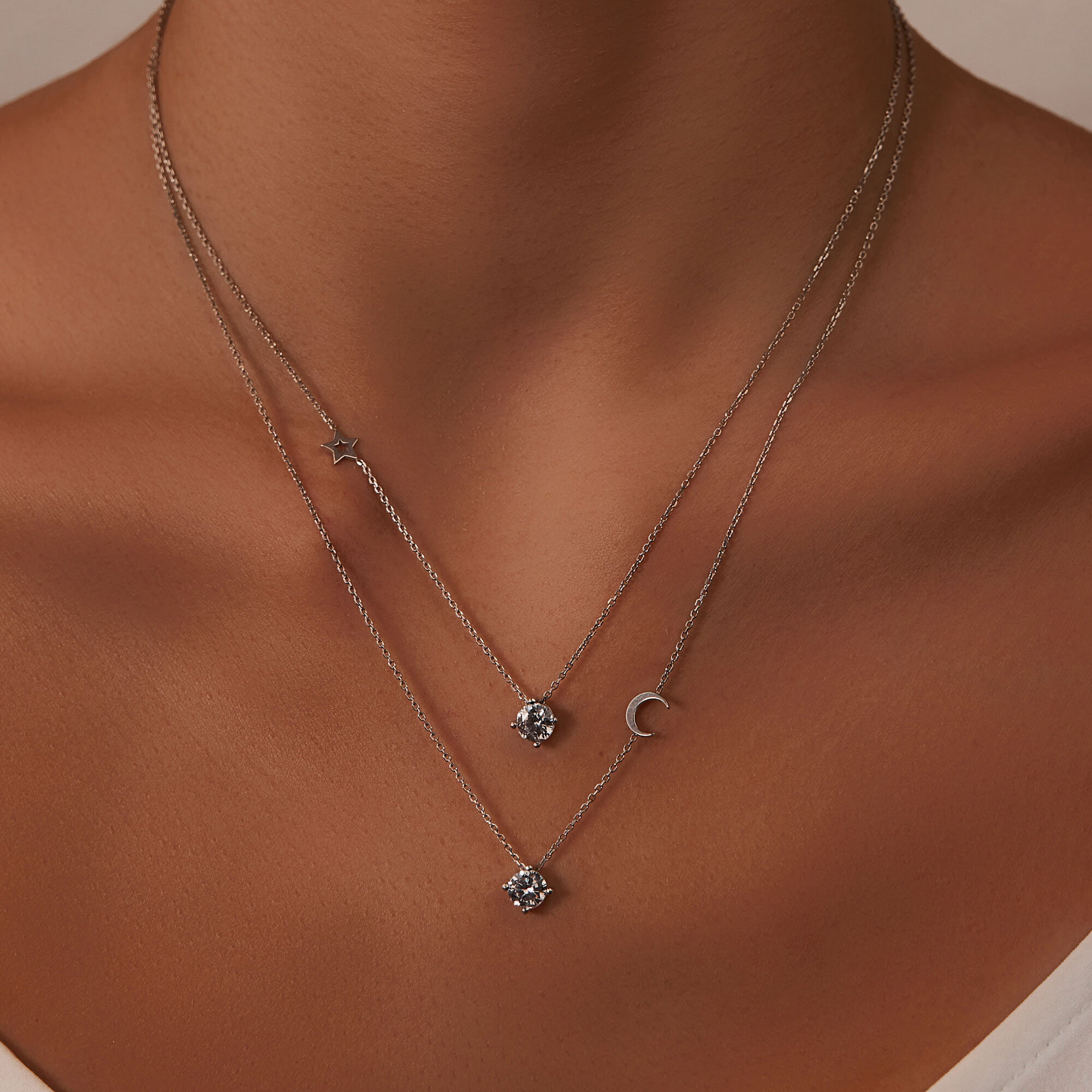 Колье, серебро, 925 проба, родирование, фианит