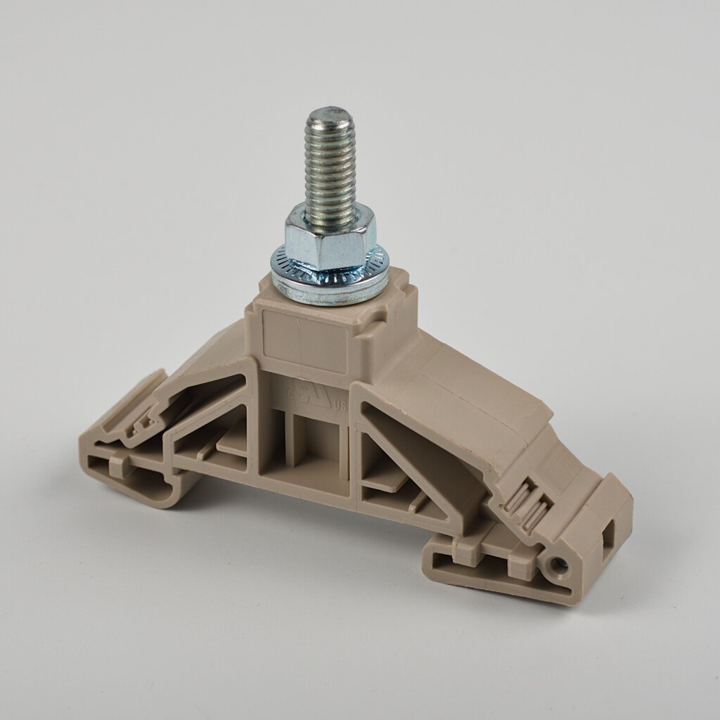 DKM6 Клемма соединительная - шпилька на дин-рейку, 125A, 1000B, 2.5-35.0 мм2, цвет бежевый, Dinkle.