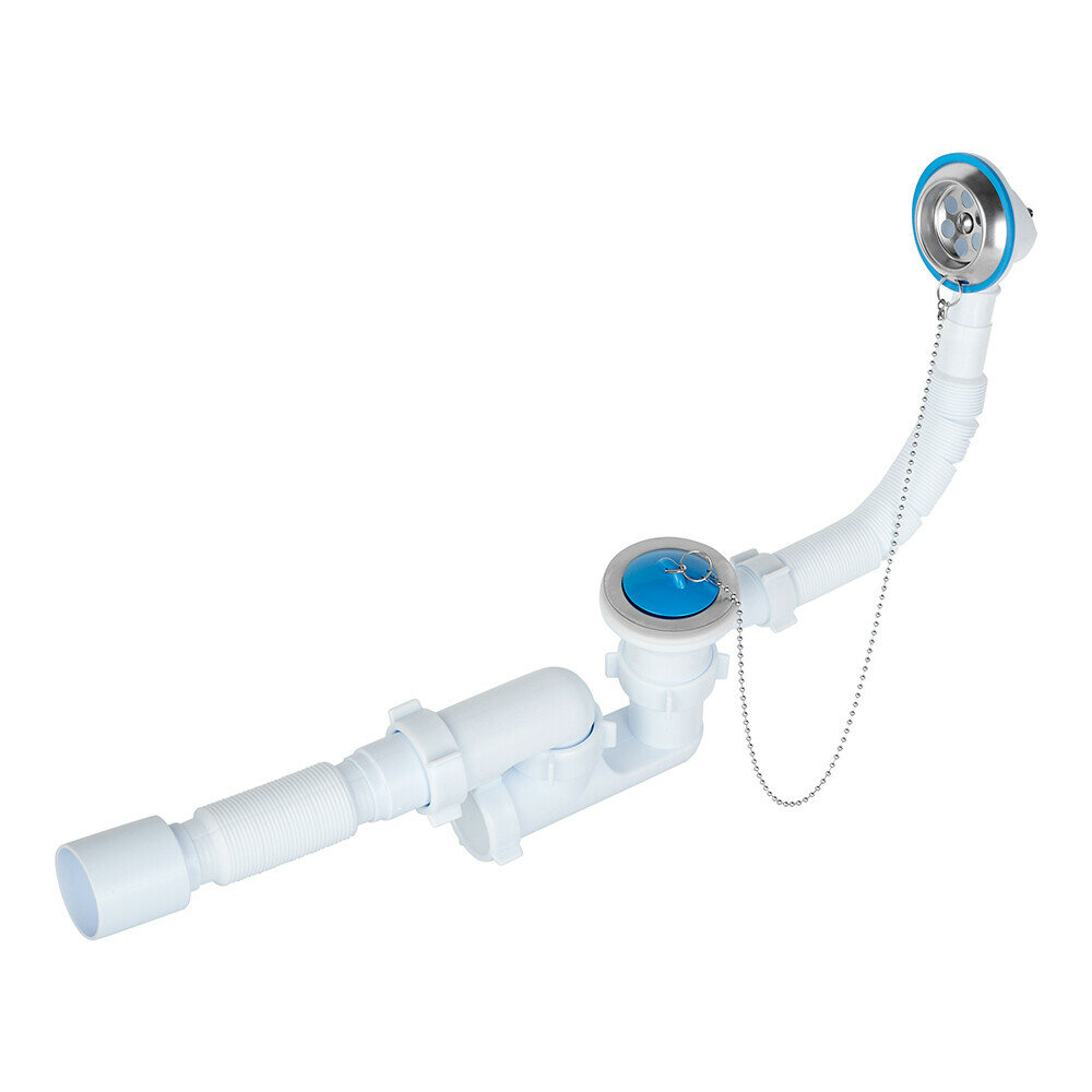 Сифон для ванны АНИ пласт 1 1/2х40 мм регулируемый слив d50 мм с выпуском d70 мм с соединением 40/50 мм (E255) АНИ пласт E255