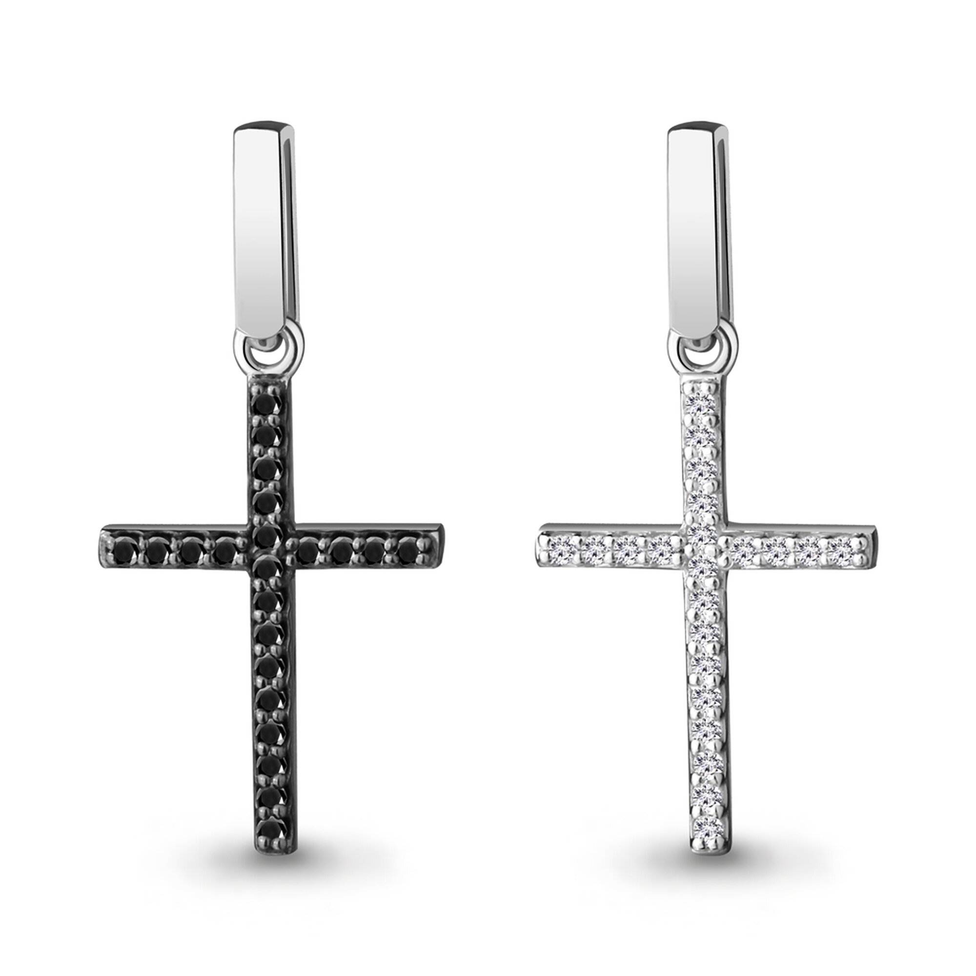 Крестик, белое золото, 585 проба, бриллиант