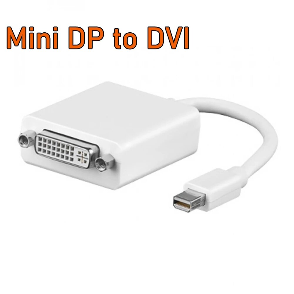 Mini DP to DVI адаптер, Белый, 1080p DVI out