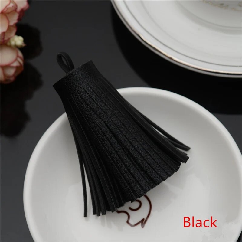 Искусственные кожаные кисточки бахрома 5 шт Black