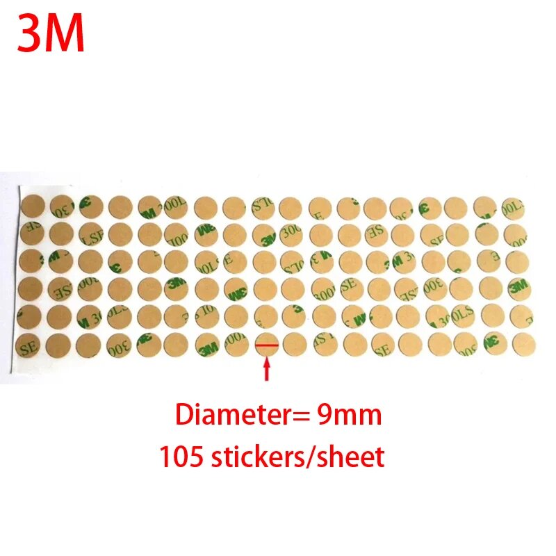 Двухсторонние круглые наклейки 3M, 9 мм 5 sheets