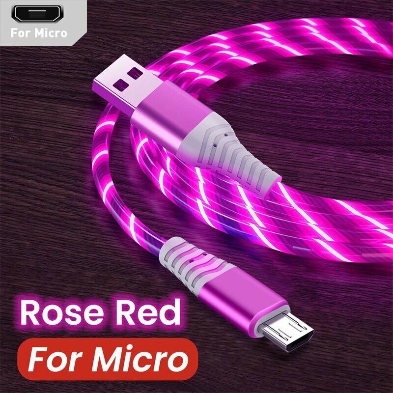Светящийся Micro USB кабель Red for Mciro, 2 м