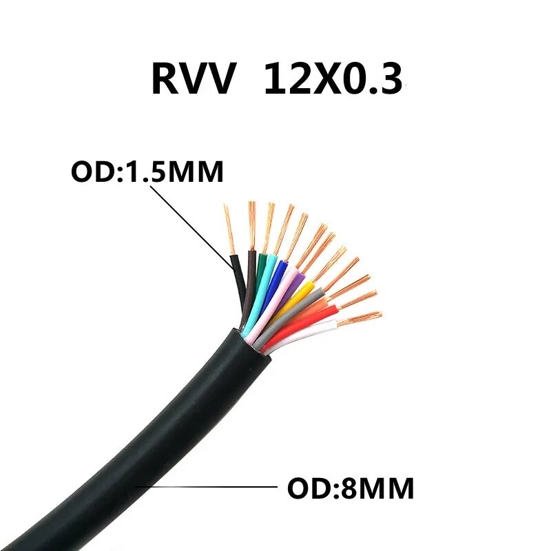 Провод RVV SAKESI 2 метра 10/12/14/16/20/24 жил 12cores 22AWG 0.3MM