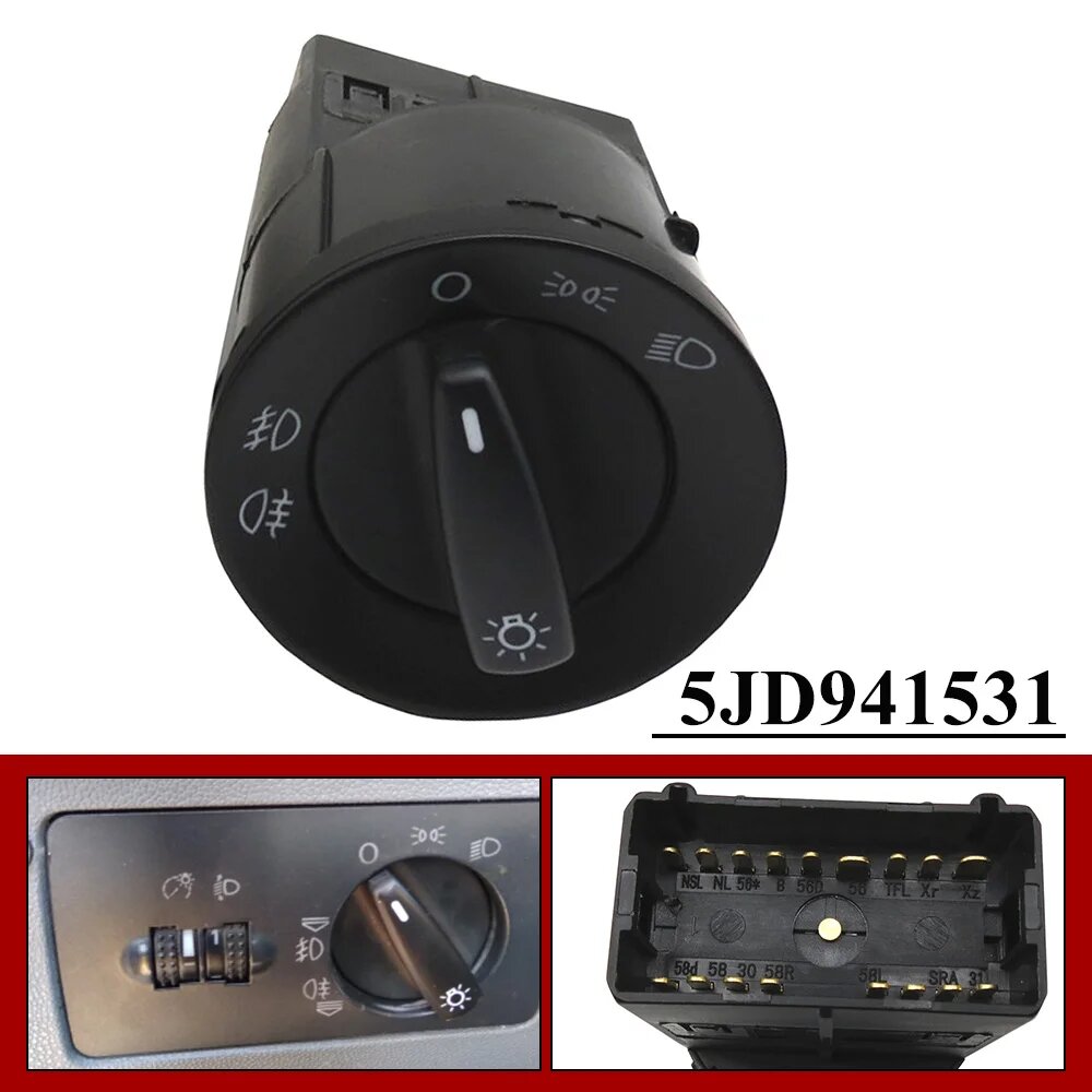 Автомобильный аксессуар 5JD941531 5JD 941 531 для SKODA Fabia Octavia 1996-2014 Roomster Praktik SuperB Ручка переключателя противотуманных фар