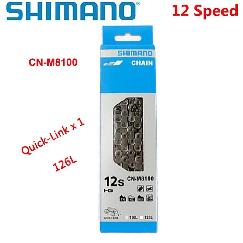 SHIMANO DEORE XTR CN M9100 XT M8100 SLX M7100 DEORE M6100 Цепь 12 скоростей MTB CN-M8100 126L Box