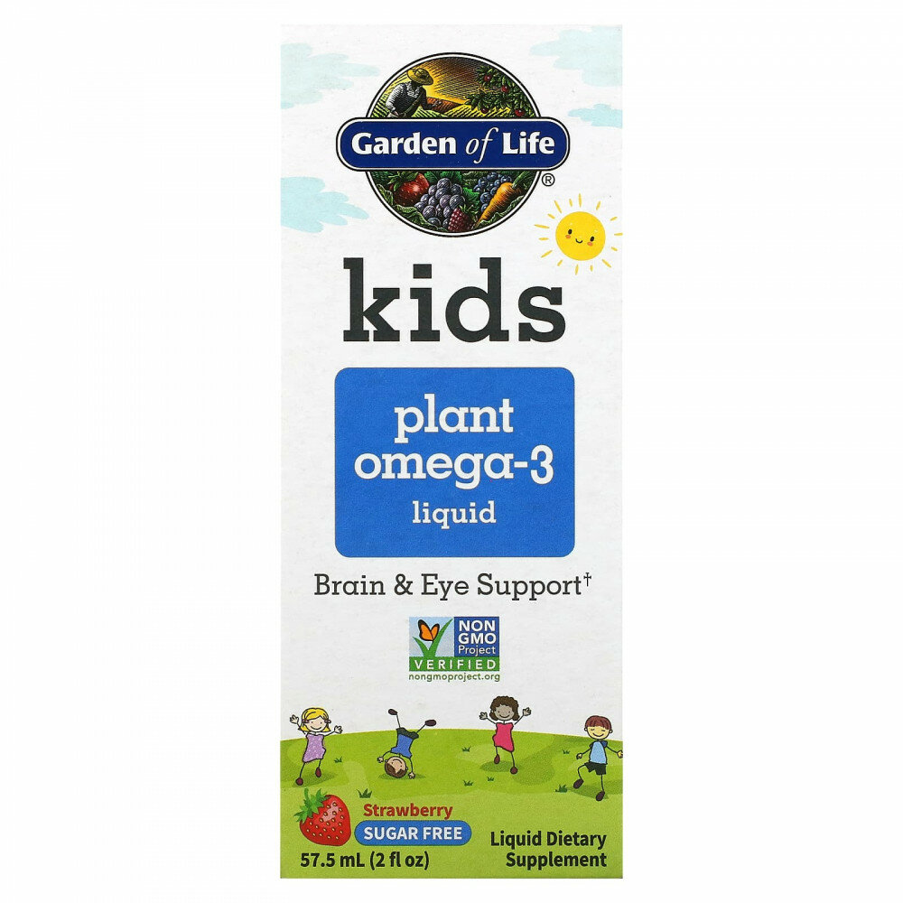 Garden of Life, Kids Plant Omega-3 Liquid, клубника, 57,5 мл (2 жидк. унц.)