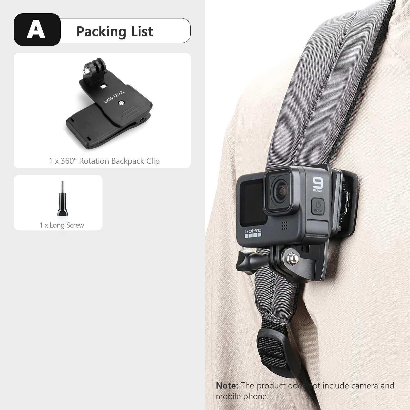 Зажим для рюкзака GoPro, Цвет: A