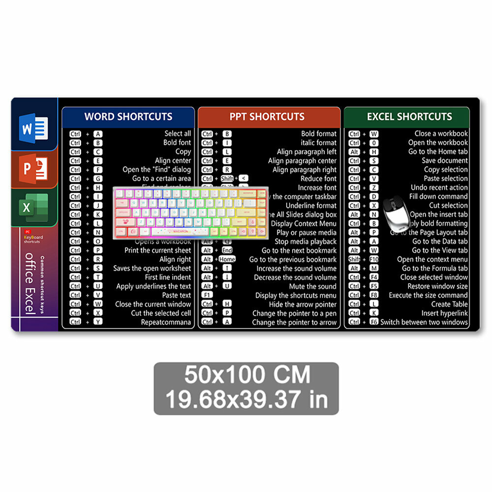 Linux Shortcuts Игровой коврик для мыши XXL Большой коврик для офисного стола 1000x500x3мм, красный