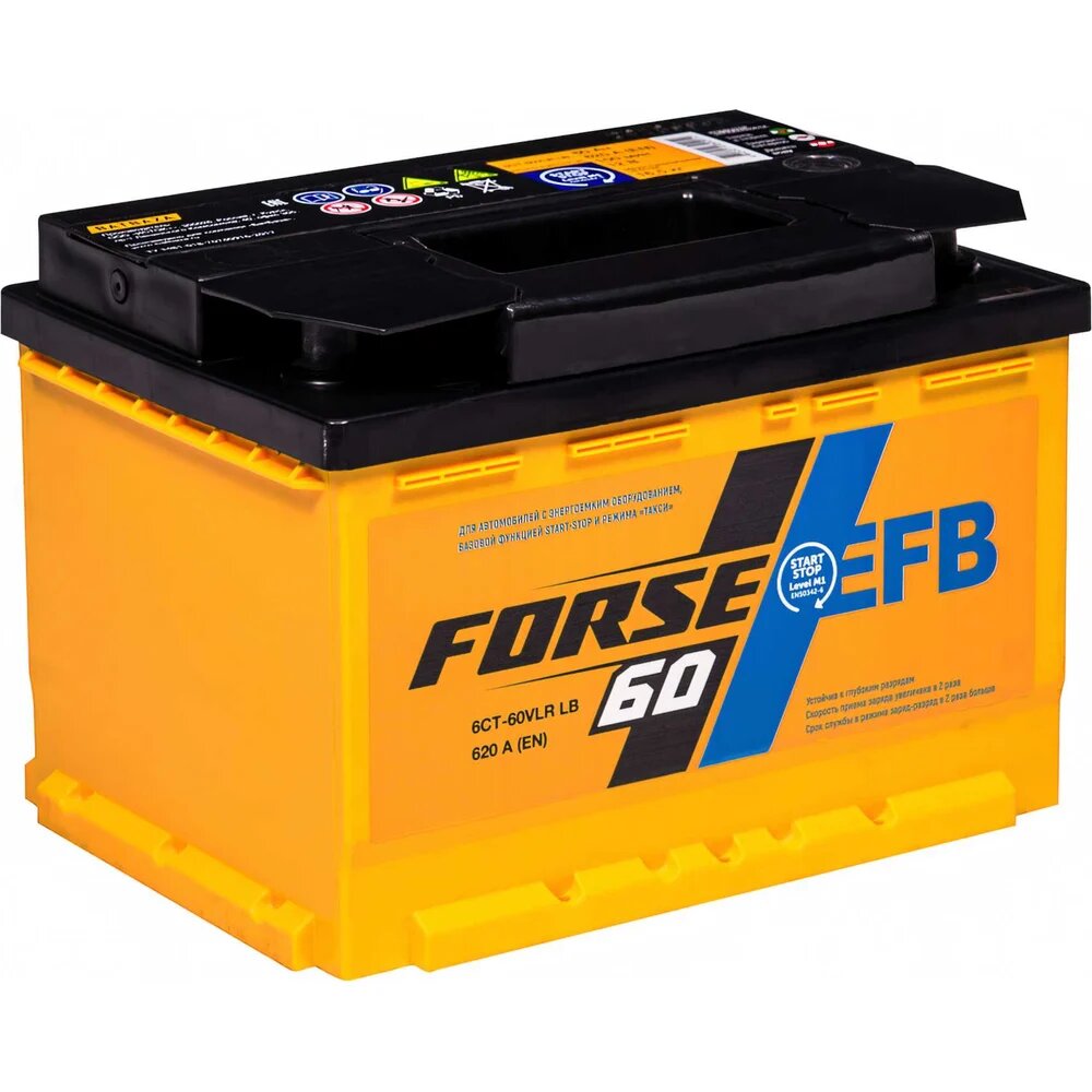 Аккумуляторная батарея FORSE EFB 6ст-60 VLR 0 LB 640A 560110051 обратная полярность для автомобилей легковых и грузовых кальциевая технология