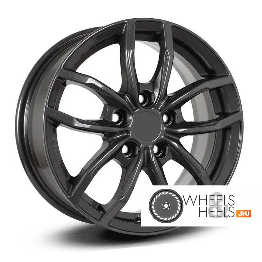 Диск автомобильный литой КиК Фрост 15x6.5 5x100 et38 dia57.1 Темно - серый глянцевый