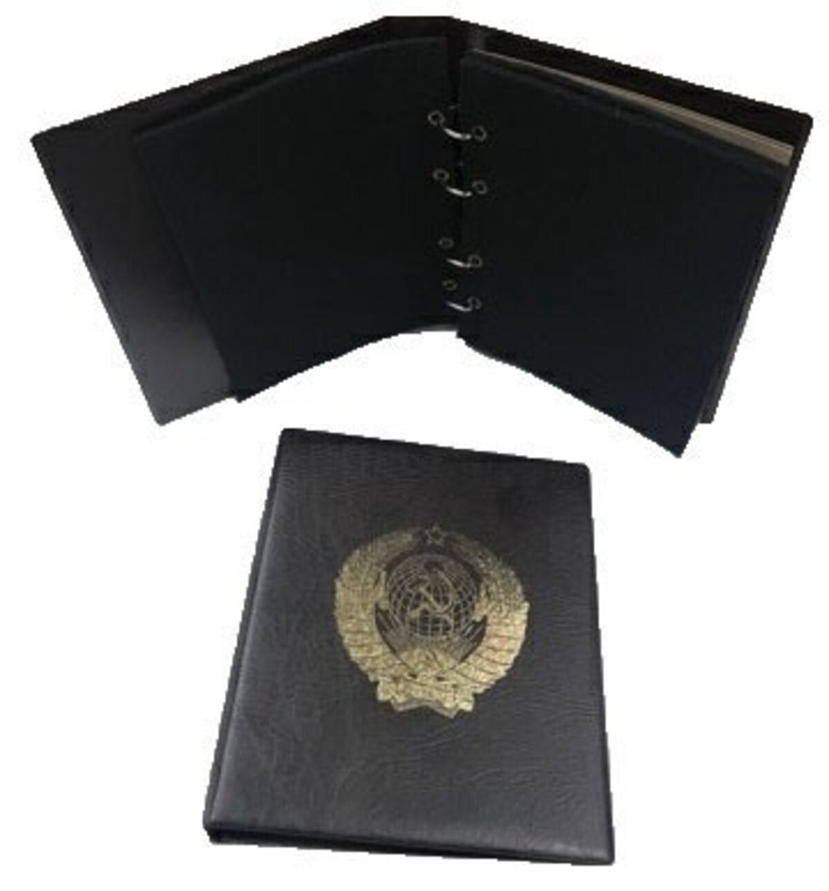 Альбом для значков с 4-мя листами Герб СССР, формат Оптима , черный