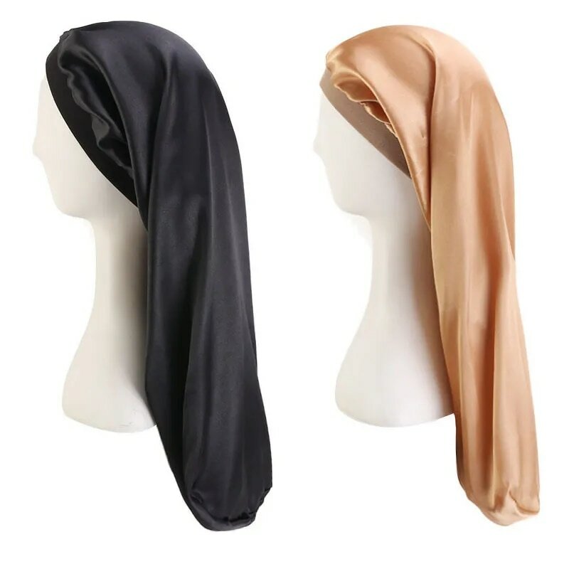 Эластичный широкий край атласный чепчик длинная шапка для волос спальный шапка обертывание ночная шапочка уход за волосами чепчик для женщин и мужчин уни шапочка чепчик