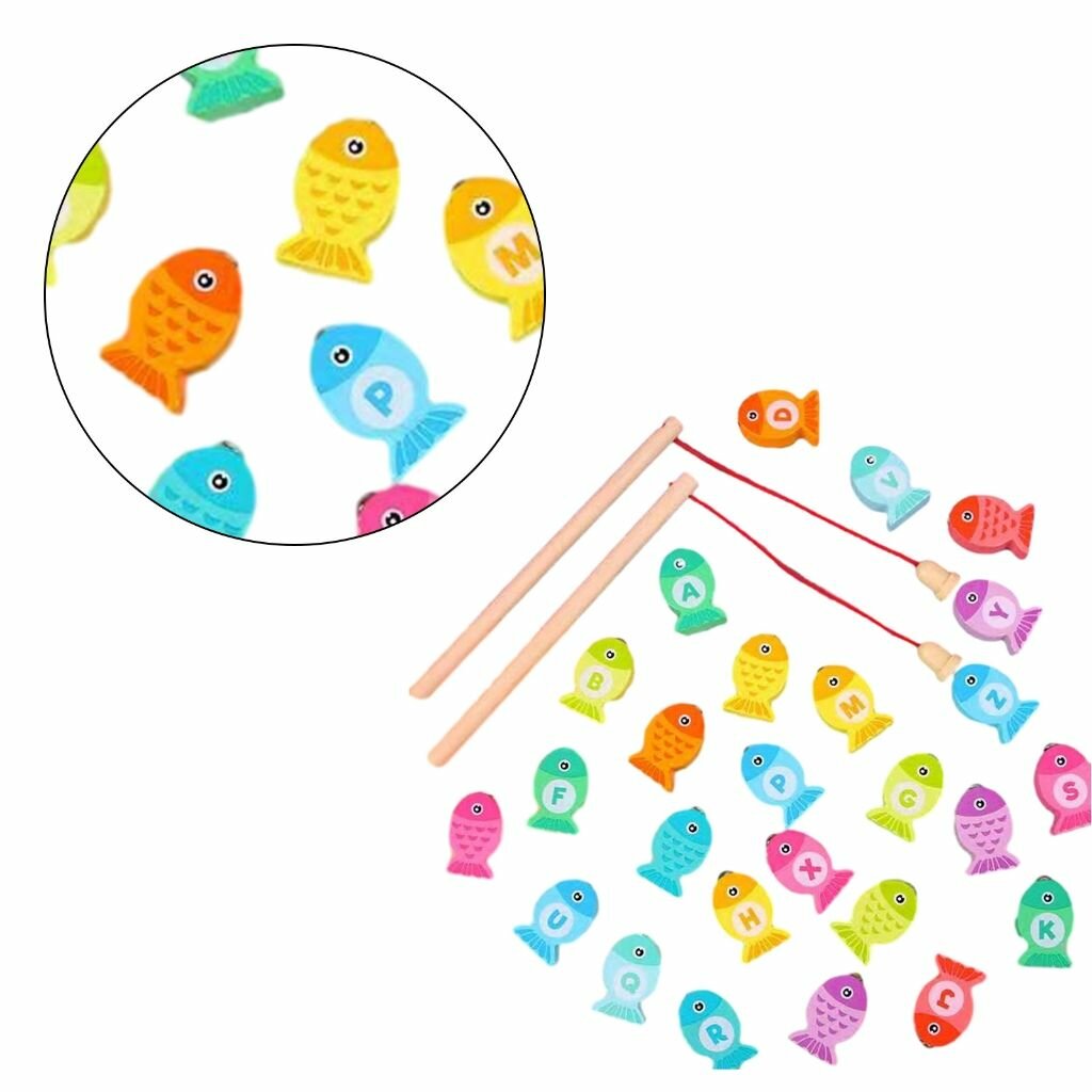 Деревянная магнитная настольная игра для рыбалки-Letter fishing