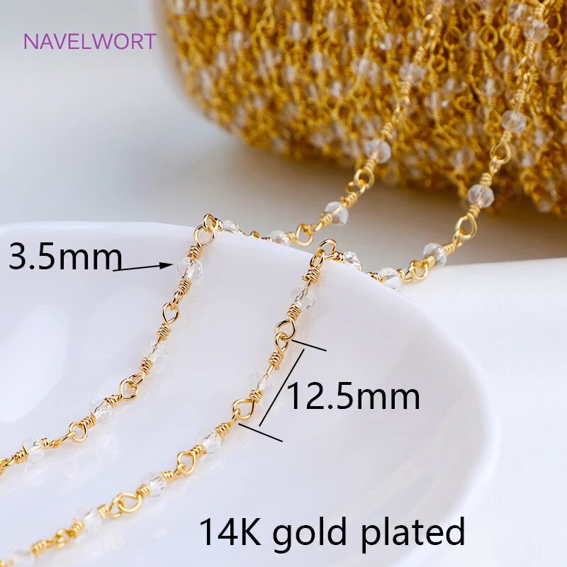 Цепочка 14K Gold Plated, 3.5мм, 12.5мм, NAVELWORT