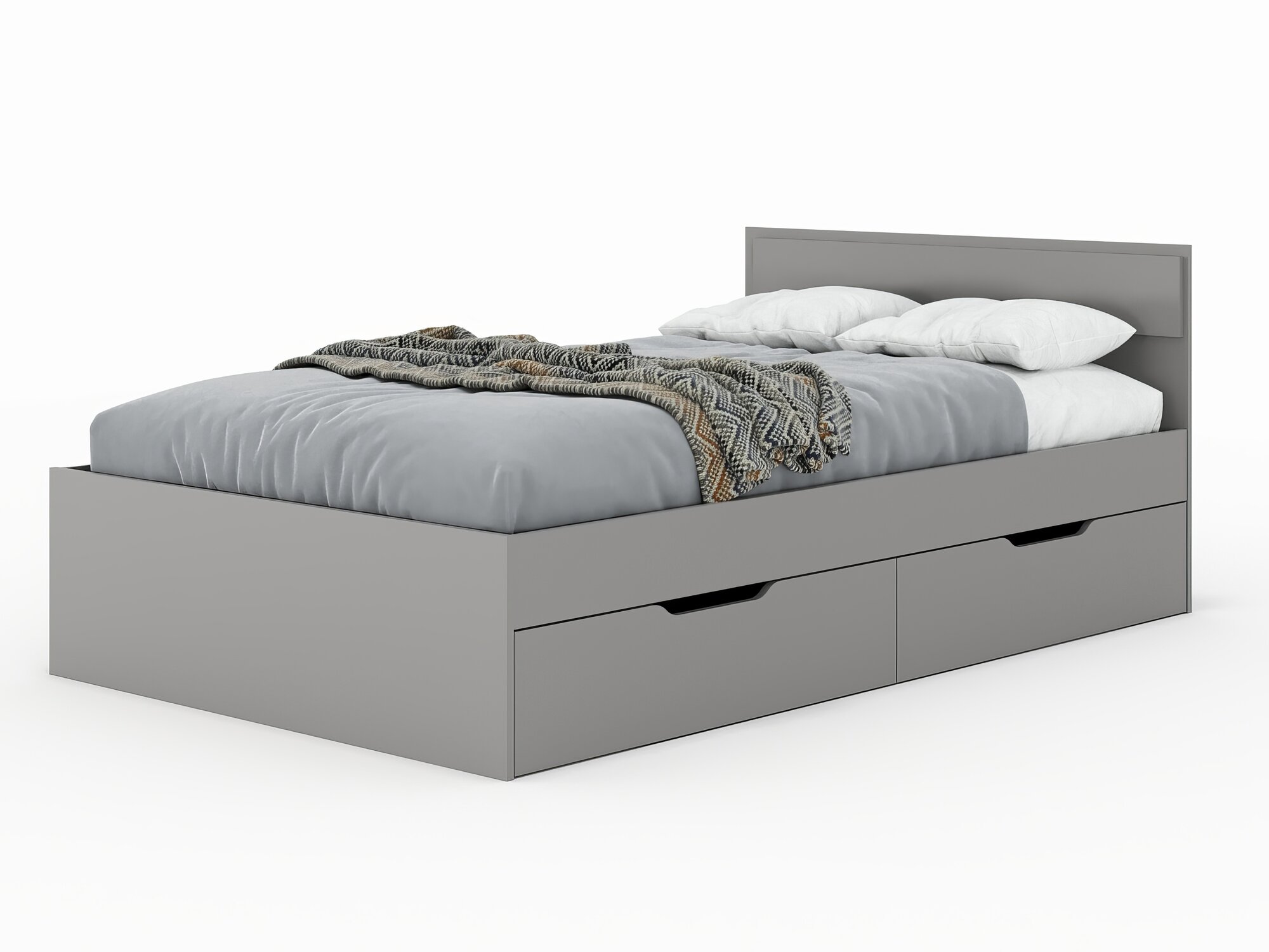 Есэндвич Монако Кровать 120х200 полутораспальная, 200х78х123 см (Вулканический серый), с ящиками