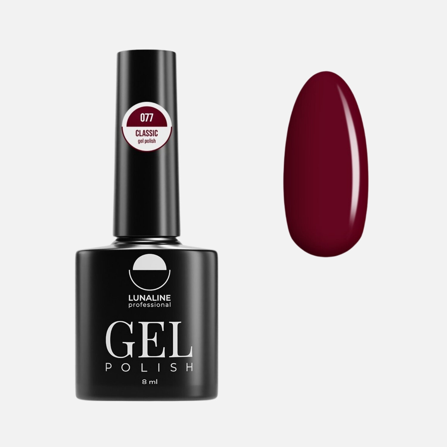 Гель-лак LunaLine №077 8 мл классическая коллекция, бордовый, без эффекта