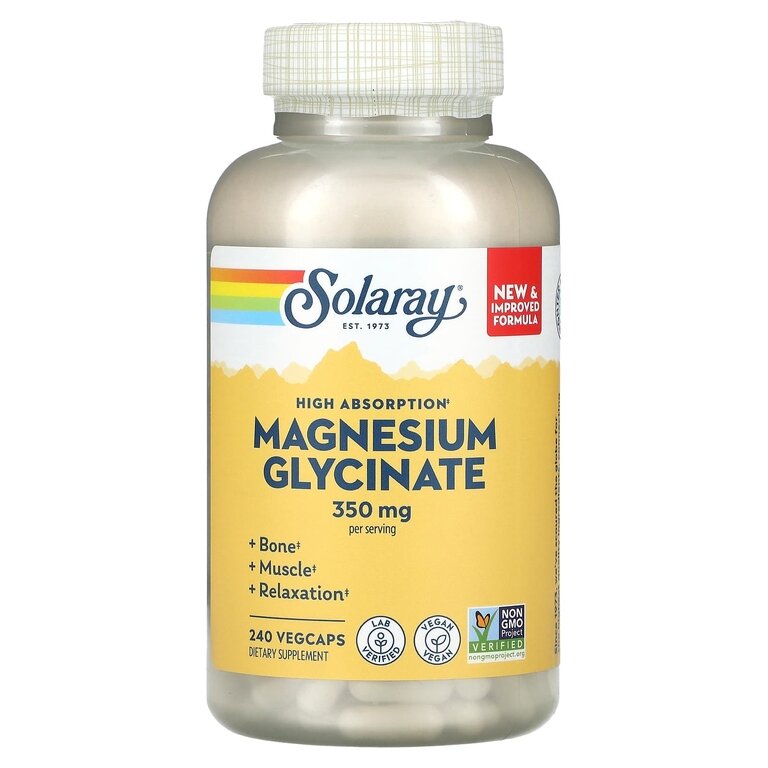 Solaray Magnesium Glycinate (Глицинат магния) 350 мг 240 капсул (Solaray)